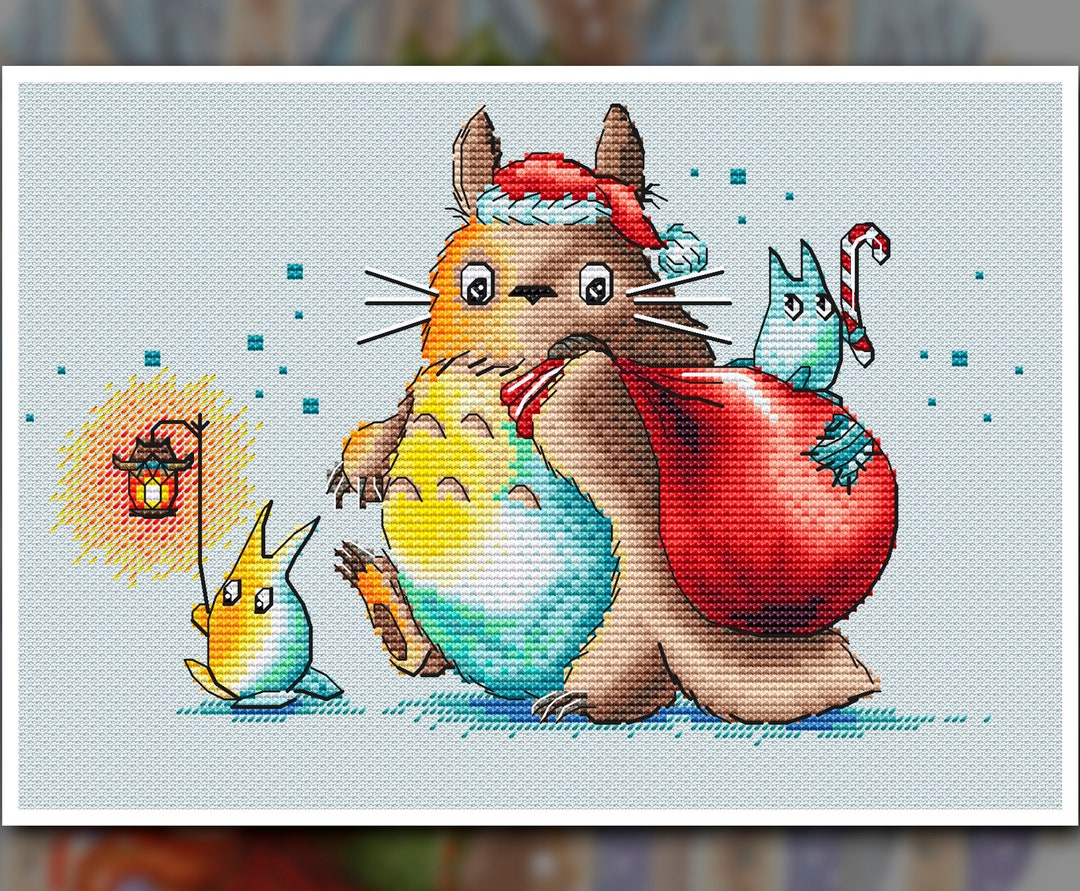 Santa Totoro. Anime Cross Stitch Pattern Pdf, Modern Cross Stitch ...