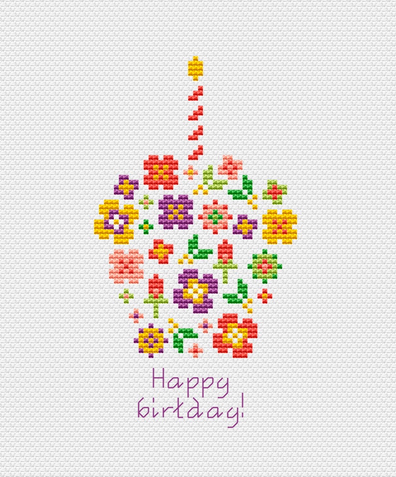 Happy Birthday Card Cross Stitch Pattern Pdf Cake Cross - Etsy UK