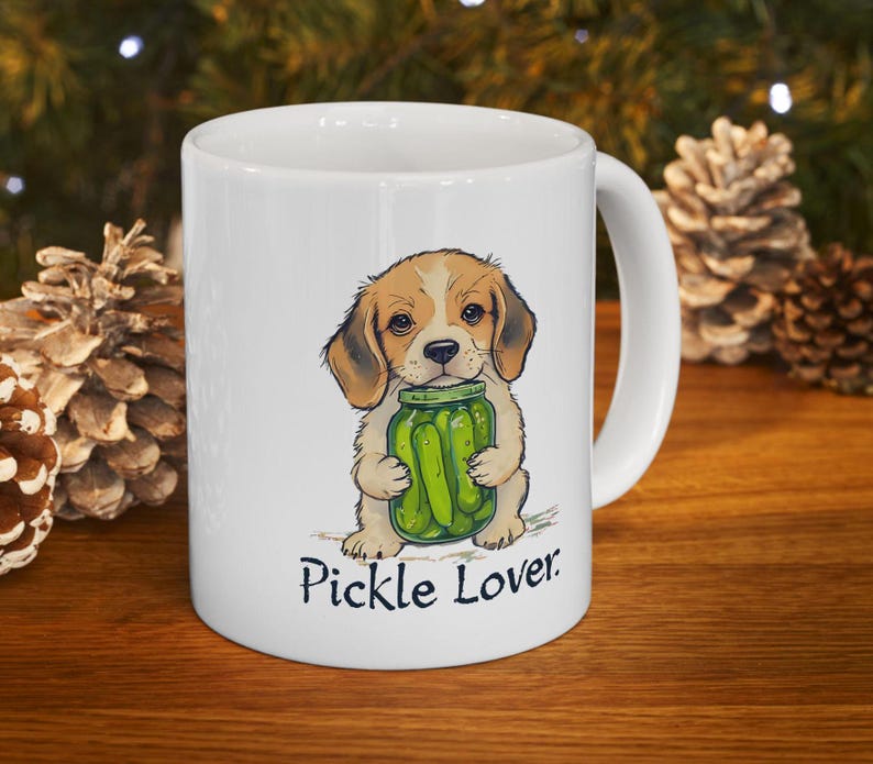 Funny Pickle Mug - Quirky Beagle Pickle Coffee Cup | Retro Animal Humor ...