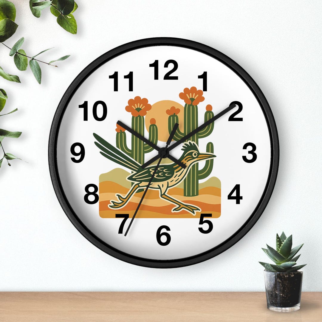 Mid Century Modern Roadrunner Clock: Southwest Desert Decor - Etsy