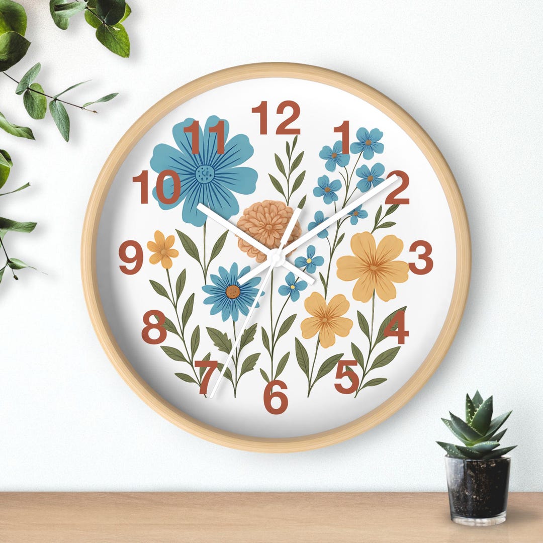 Wildflower Wall Clock: Cottagecore Floral Decor, Silent Mechanism - Etsy