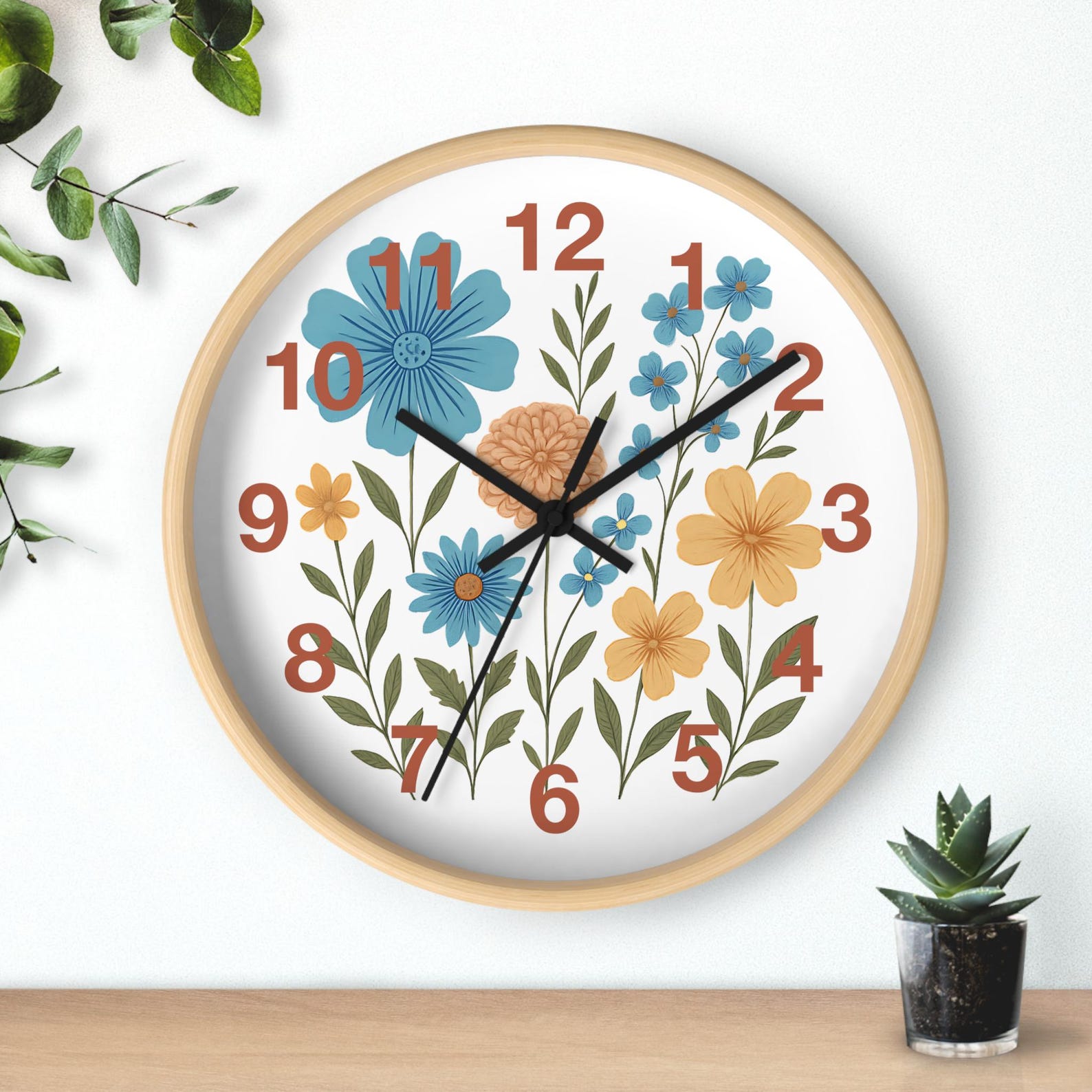 Wildflower Wall Clock: Cottagecore Floral Decor, Silent Mechanism - Etsy