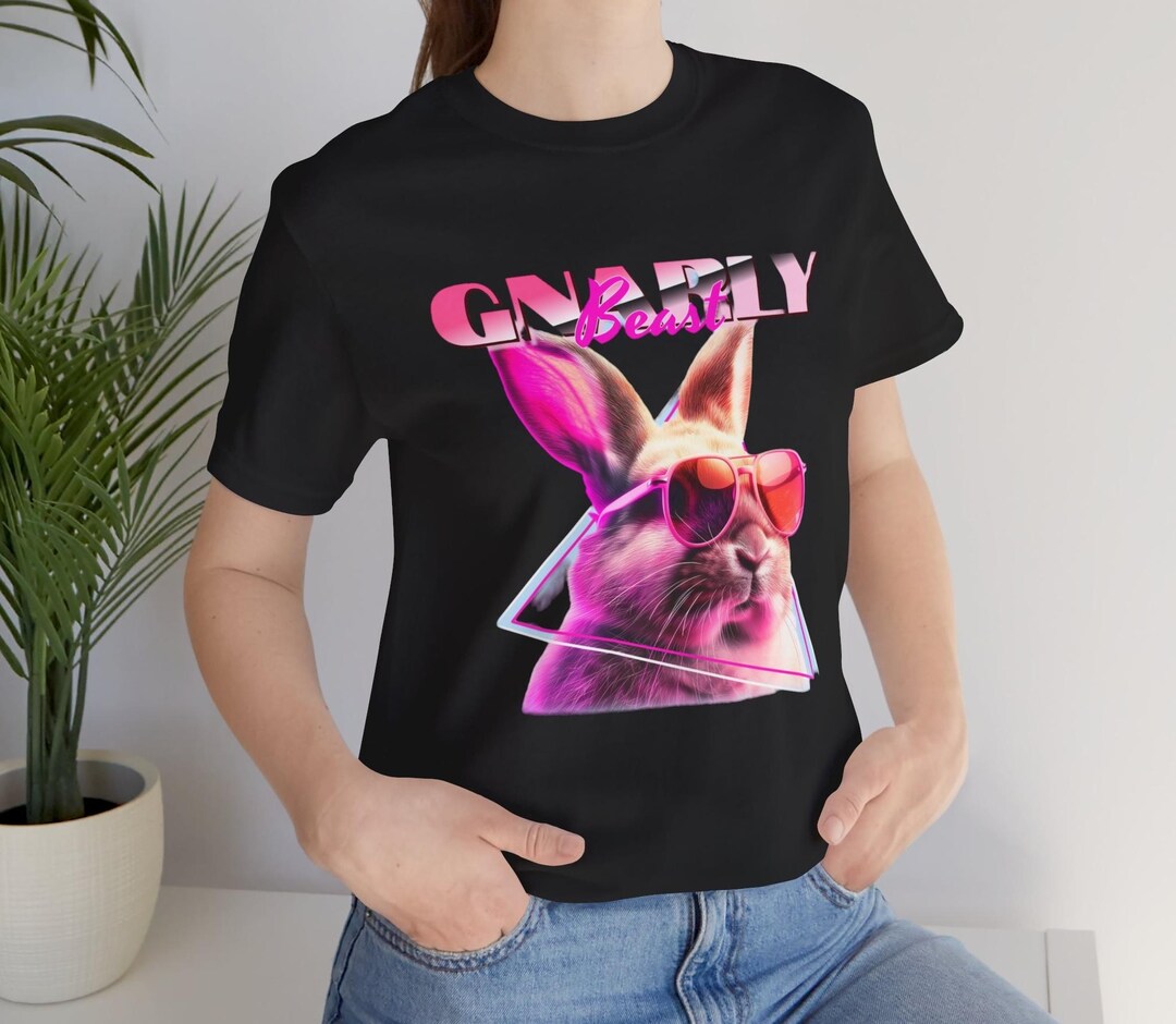 Cool Rabbit Tee, Rabbit Tshirt, Funny Retro Tee, Graphic Bunny Shirt ...
