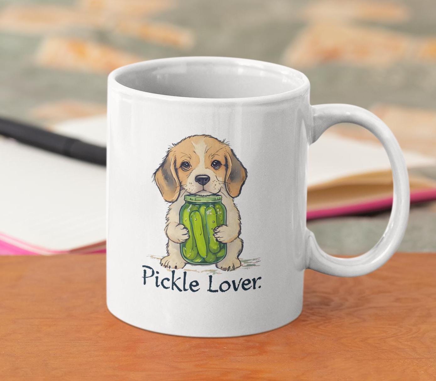 Funny Pickle Mug - Quirky Beagle Pickle Coffee Cup | Retro Animal Humor ...