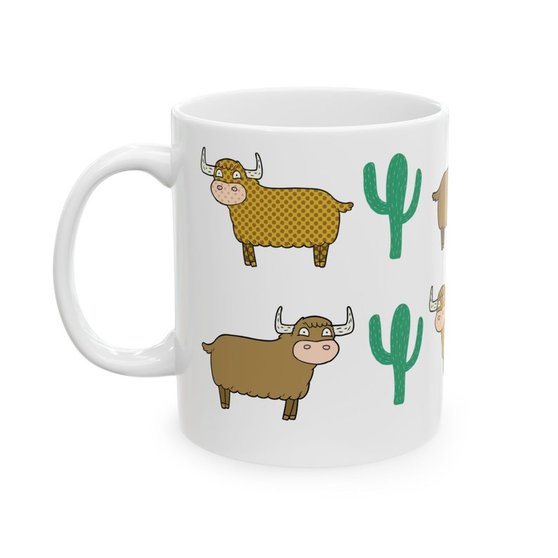 Highland Cow Cactus Coffee Mug, Cute Western Highland Cow Mug, Cow ...