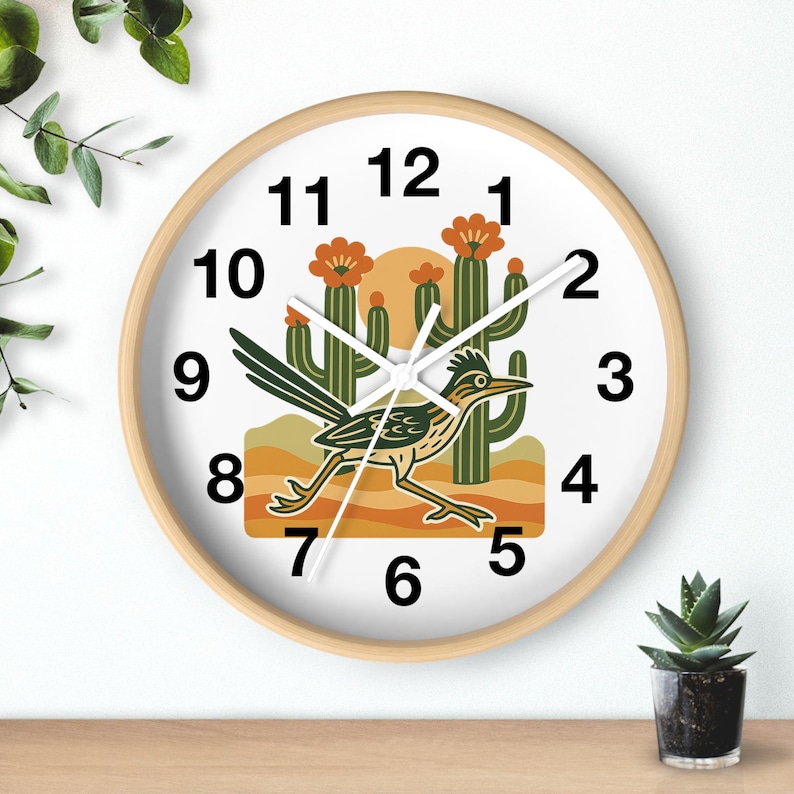 Mid Century Modern Roadrunner Clock, Southwest Desert Decor, Retro MCM ...