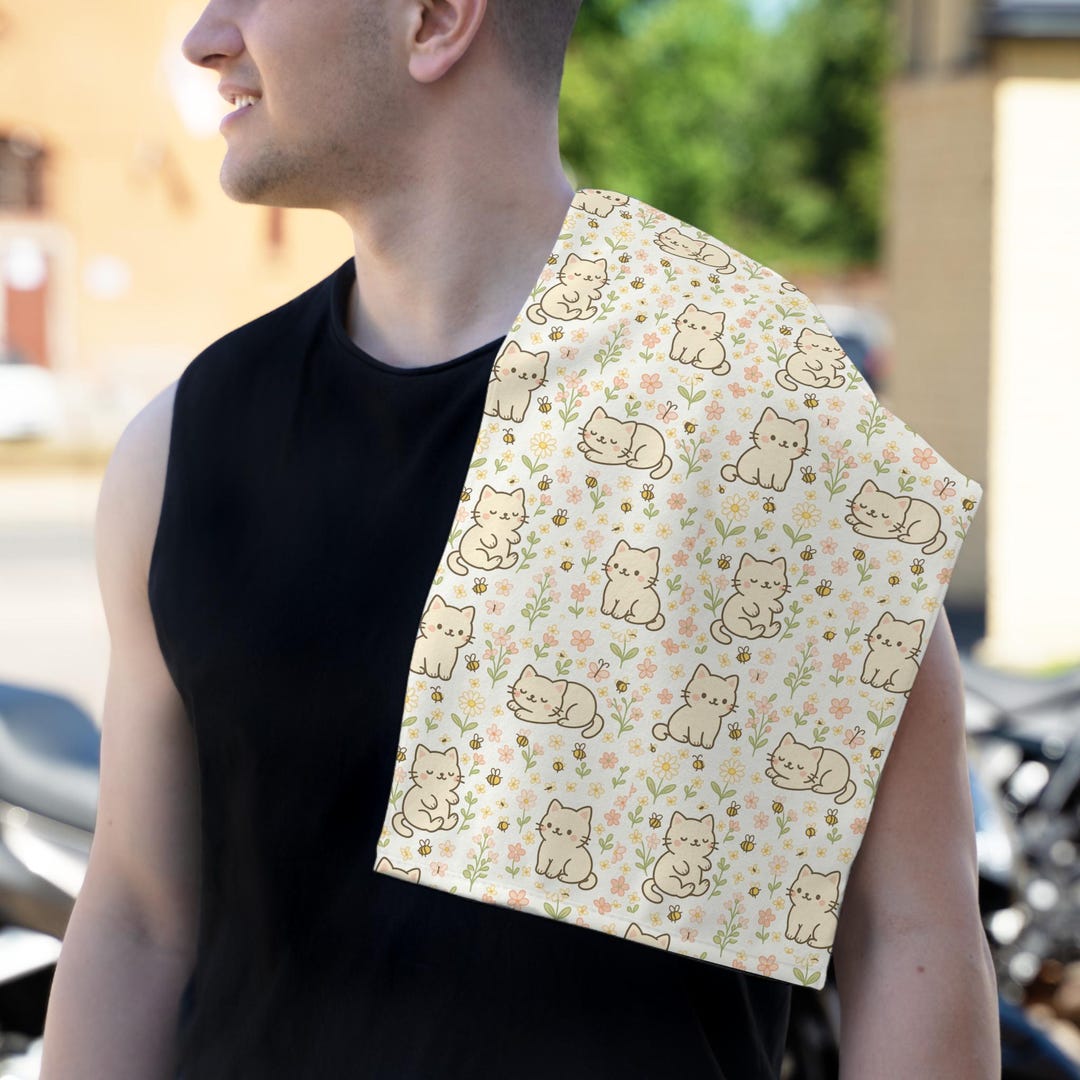 Cute Cat Rally Hand Towel, Floral Cat Hand Towel, Cat Lover Gift, Funny ...