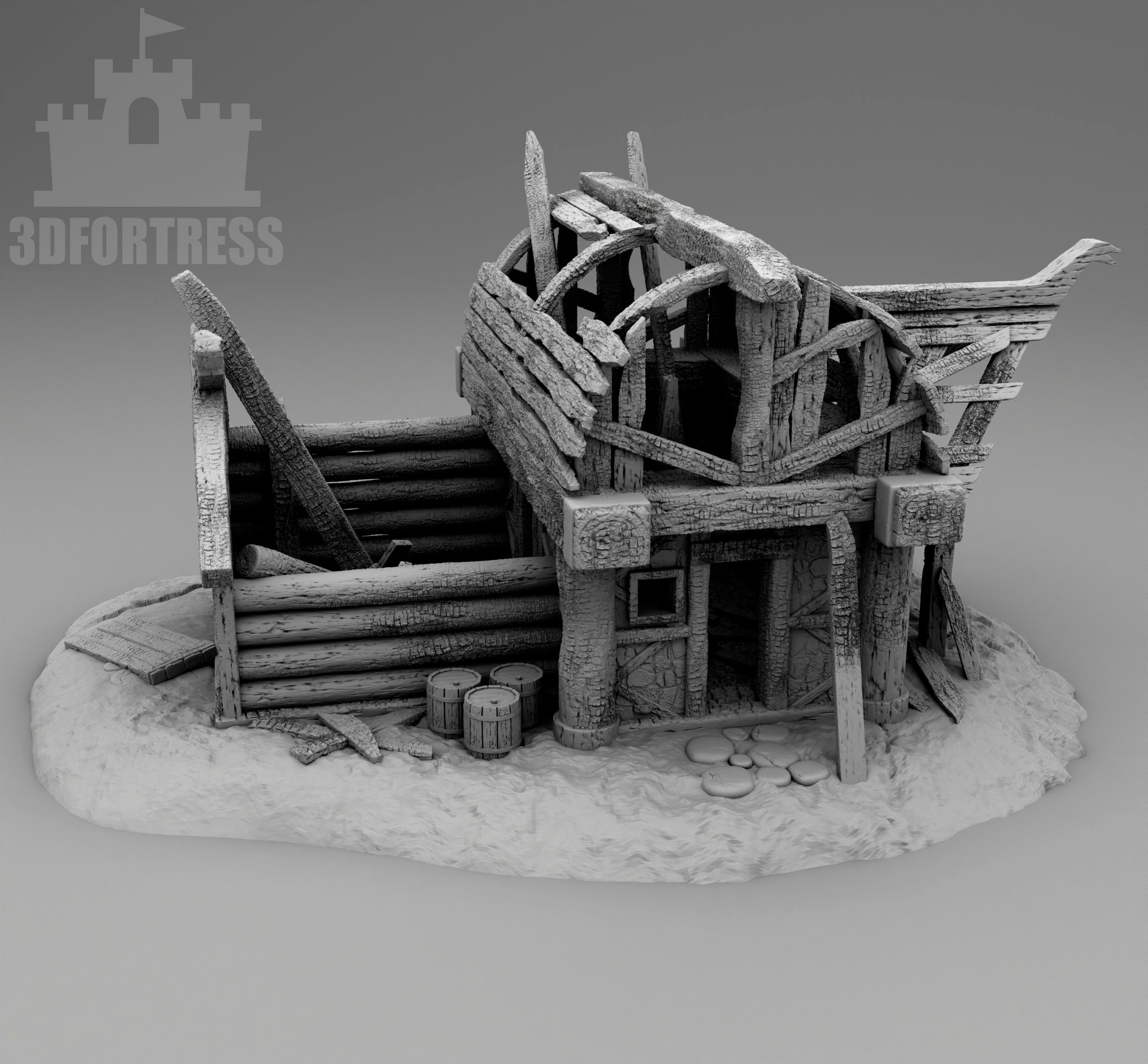 Destroyed Wooden House - Etsy