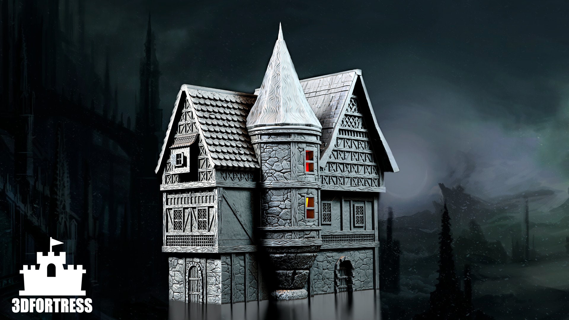 An Old House With a Tower - Etsy