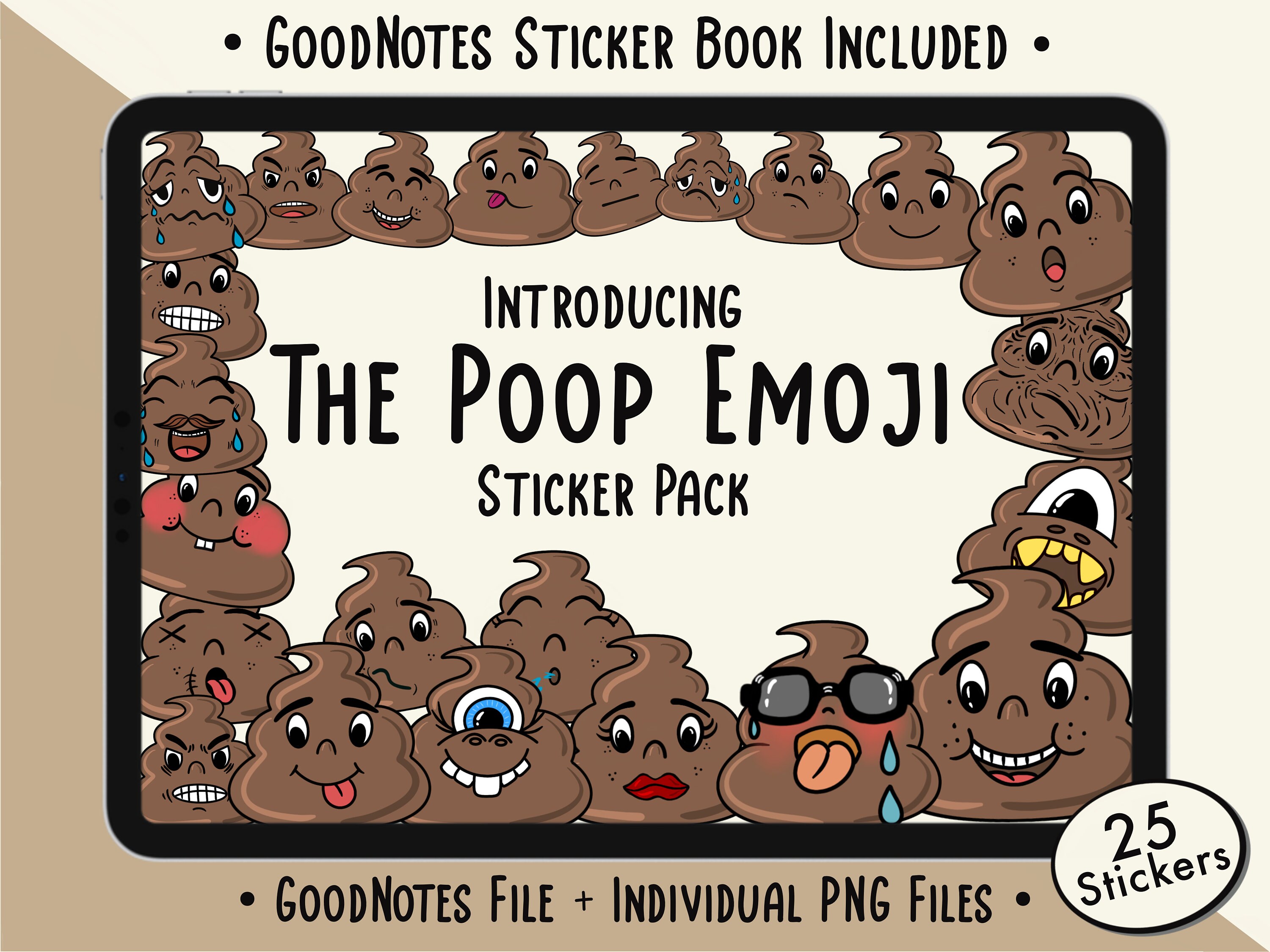 Goodnotes Poop Emoji Stickers Digital Journal Stickers Digital Planner ...
