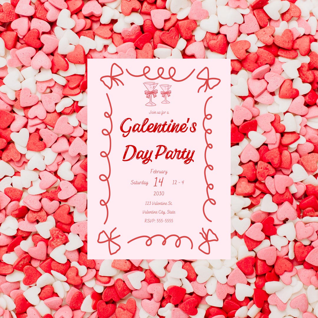 Cocktail Galentine Party Invitation, Mocktail Dinner Girls Night ...