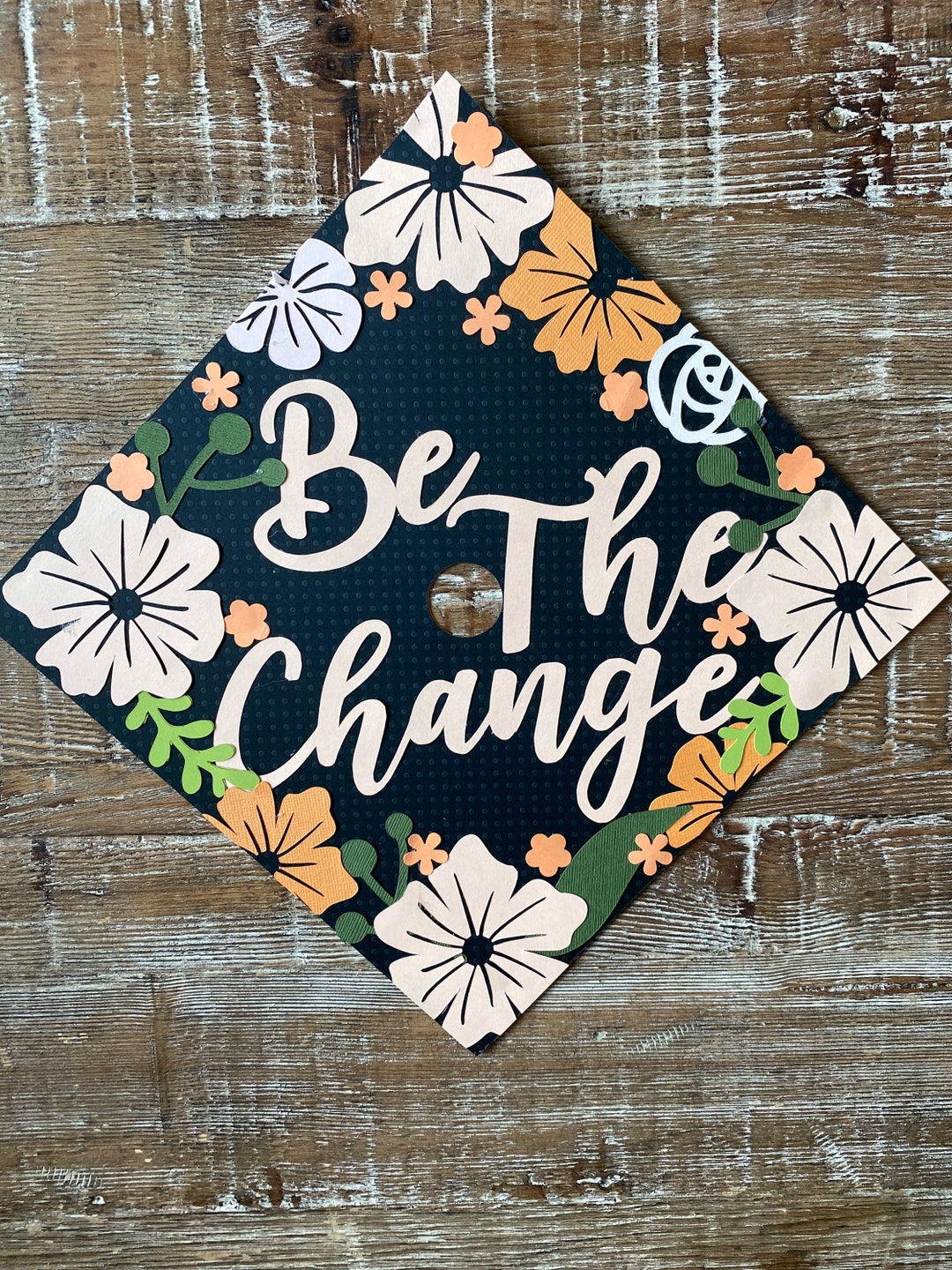 59 Be the Change Graduation Cap Topper, Floral Graduation Cap, Flower ...