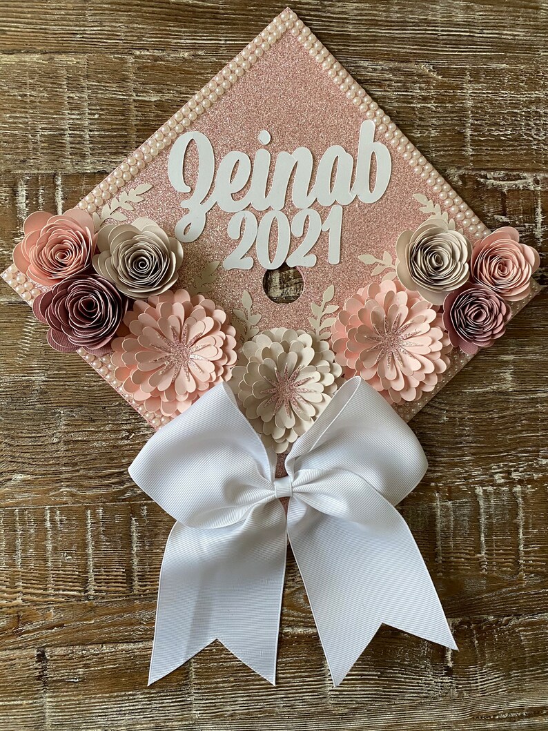96 Custom Personalized Name and Year Graduation Cap Topper, Flower ...