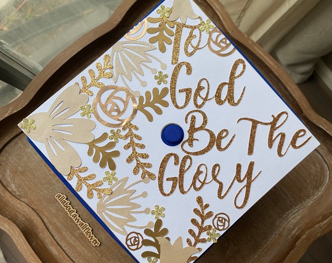 117 to God Be the Glory Graduation Cap Topper, Boho Graduation Cap ...