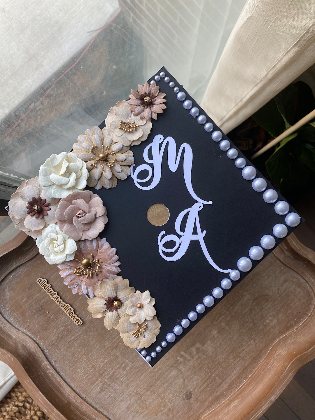 122 Custom Personalized Name or Initials Graduation Cap Topper,flower ...