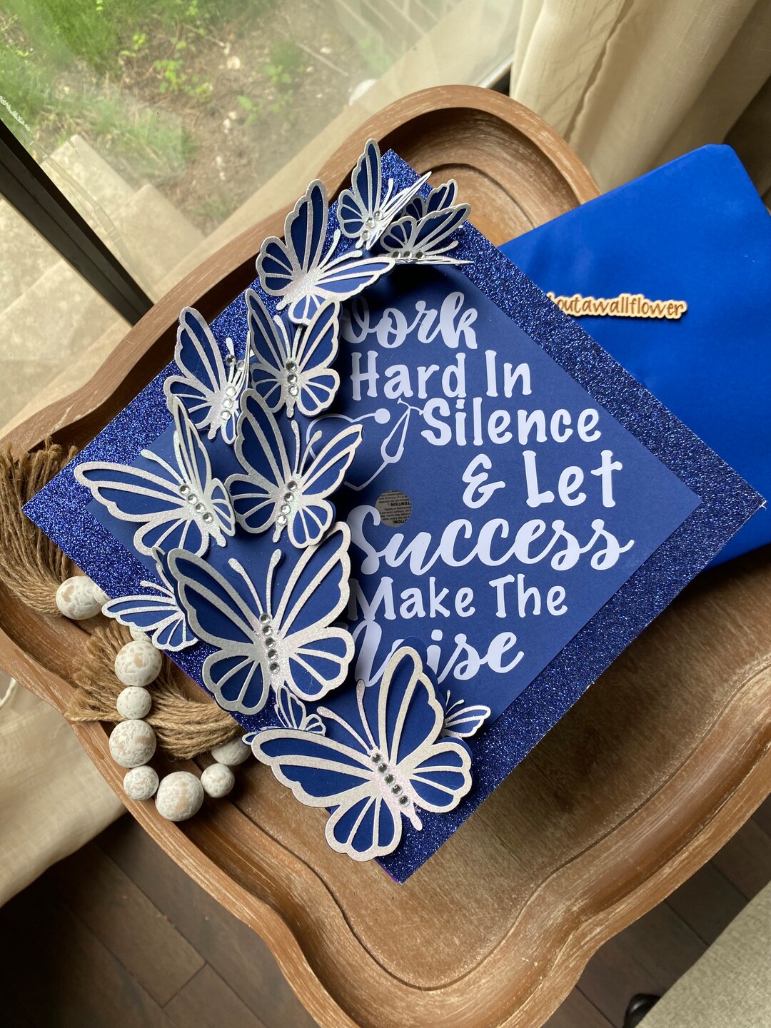 9 Butterfly Graduation Topper, Butterfly Graduation Cap, Work Hard in ...