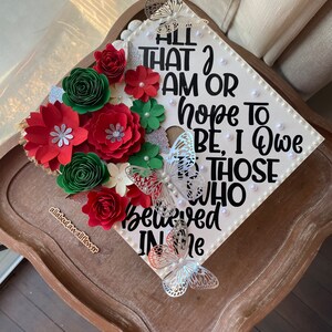 118 Custom Personalized Graduation Cap Topper, All That I Am Graduation Cap, Flower Grad Topper ...