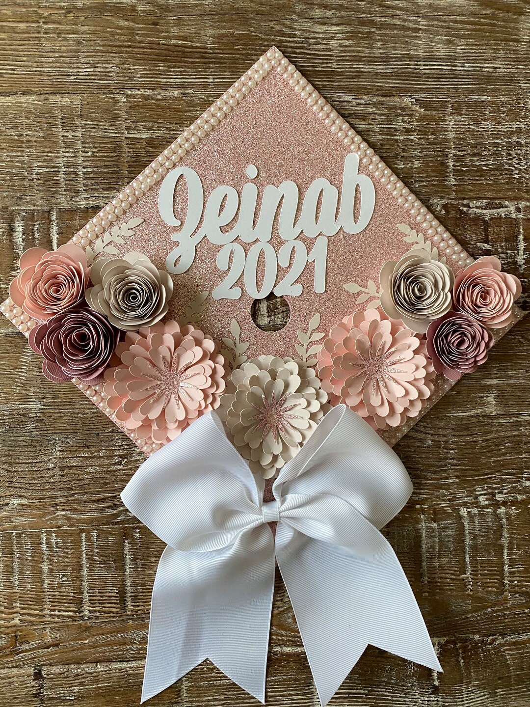 96 Custom Personalized Name and Year Graduation Cap Topper, Flower ...