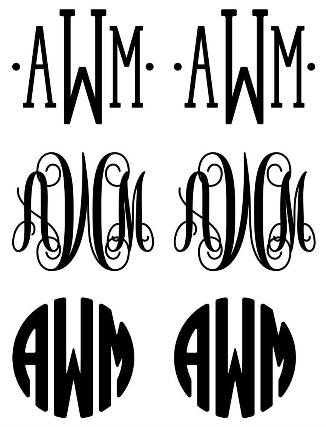 Personalized Name Initials Monogram Sticker Sheet - Etsy