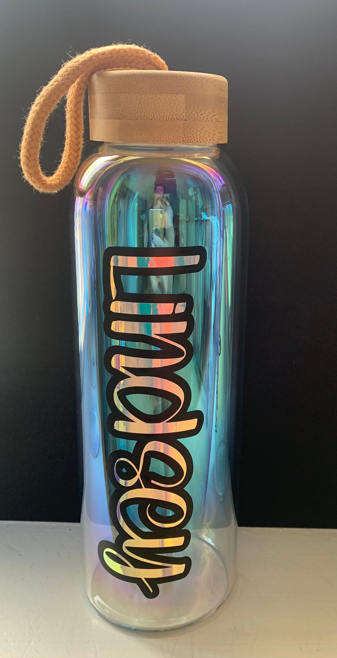 Personalized Glass Water Bottle With Bamboo Top - Etsy