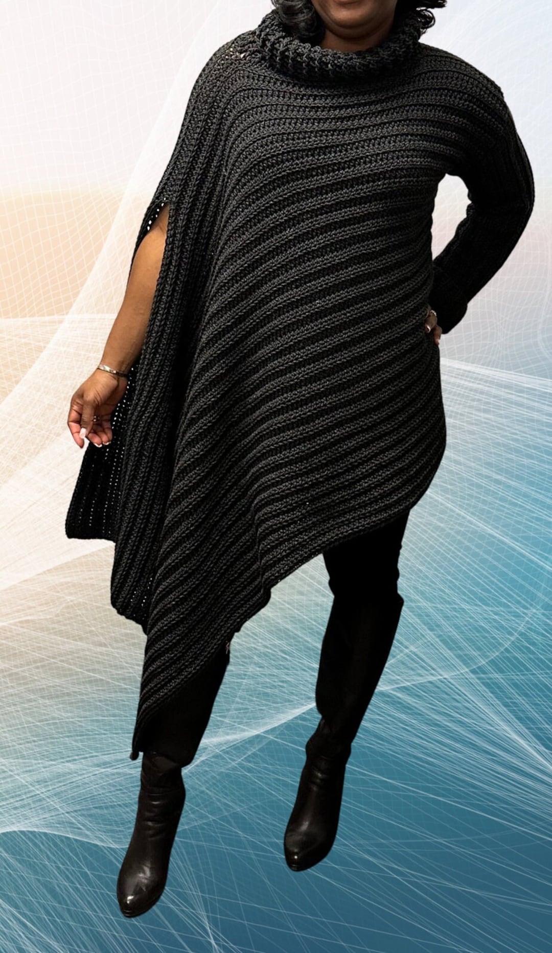 One Sleeve Crochet Poncho Pattern - Etsy