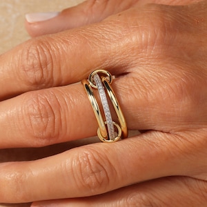 14K Gelbgold Multi Link verbunden Ring Chunky Gold Konnektor Ring Gold Ring Set Eternity Statement Ring BeliefGoldfilled Ring Etsy