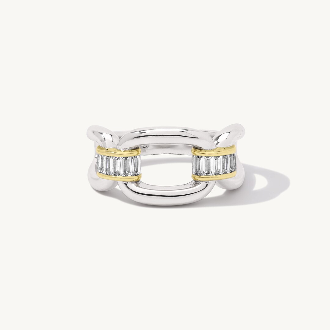 Marci Ring - 925 Sterling Silver 14K Yellow Gold Multi Stone, Mixed ...