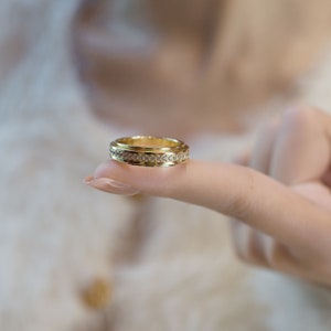 Veronica Spinner Ring - Handmade 14K Yellow Gold Handmade Spinner Ring Boho Anxiety Ring ...