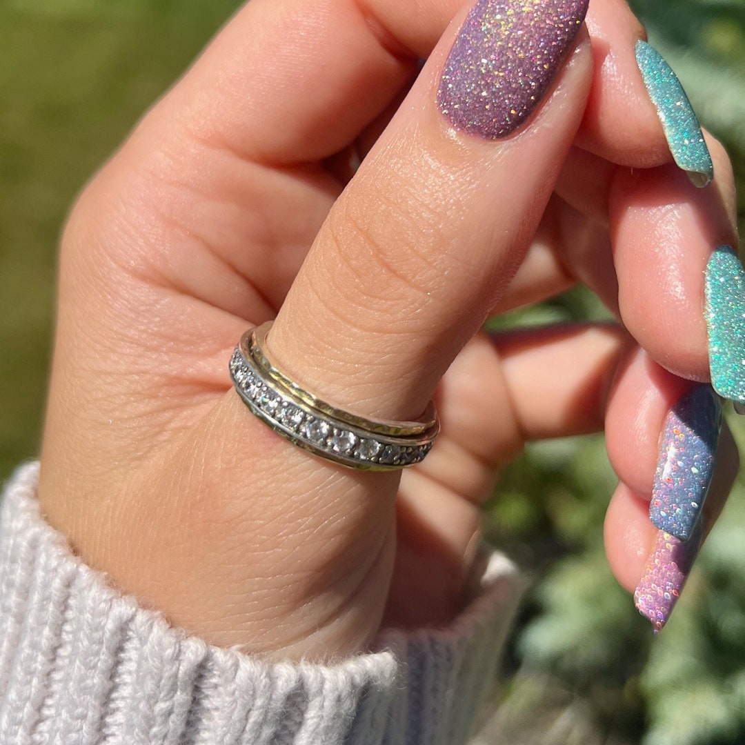Handmade 925 Sterling Silver and 14K Gold Handmade Anxiety Spinner Ring ...