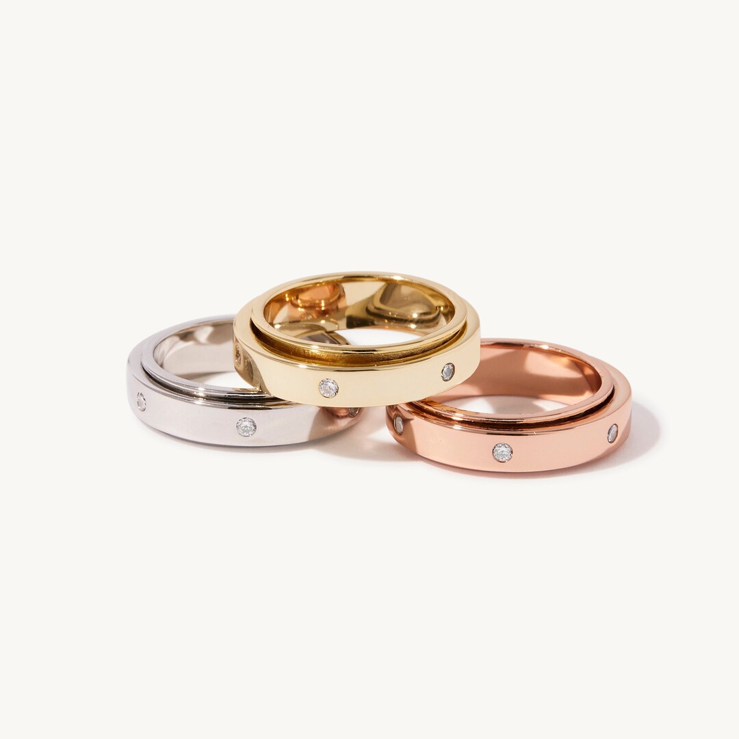 Rosa Spinner Ring - Handmade 14K Yellow Gold Handmade Spinner Ring Boho ...