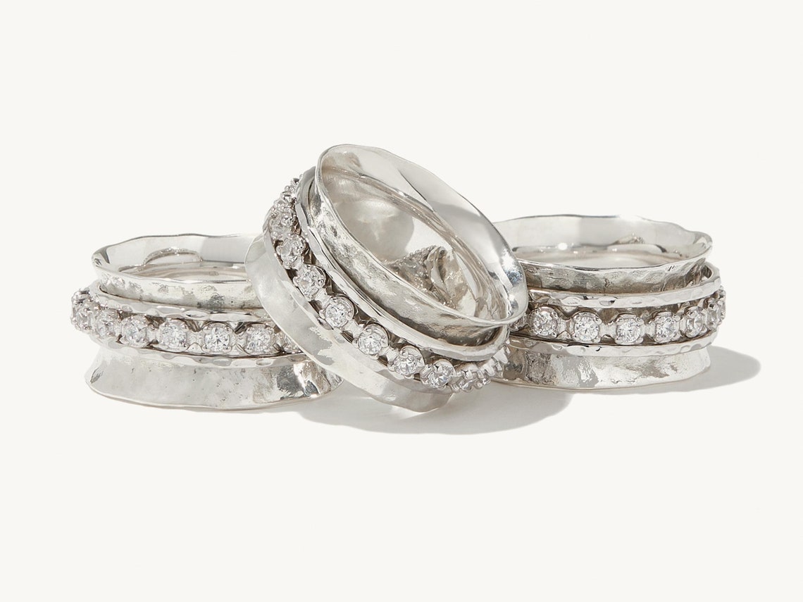 Aria Spinner Ring Handmade 925 Sterling Silver and 14K - Etsy