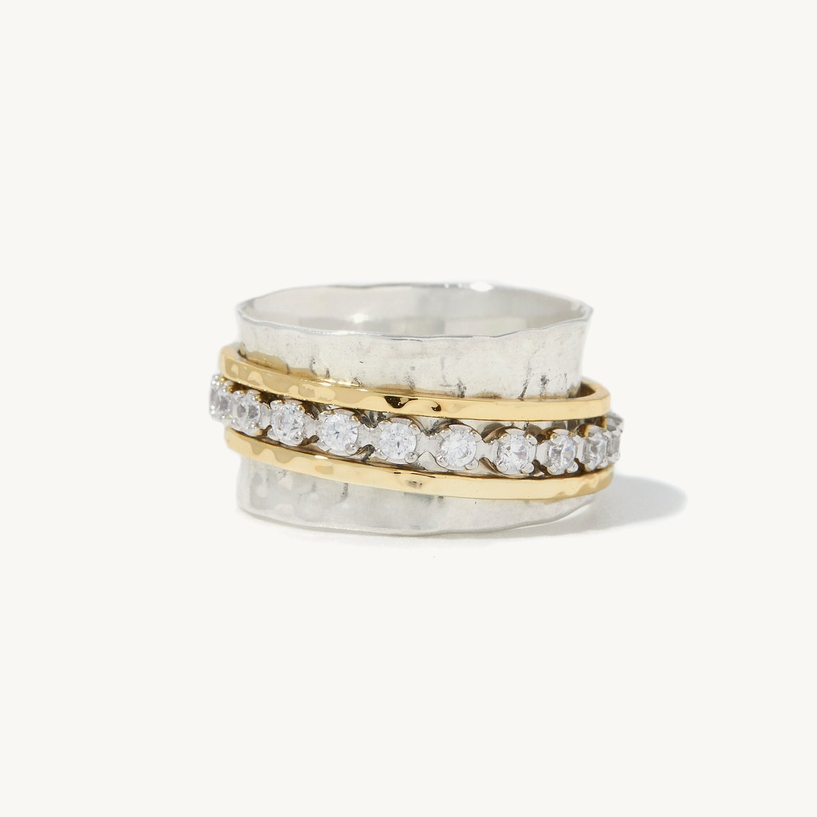 Aria Spinner Ring - Handmade 925 Sterling Silver and 14K Yellow Gold ...