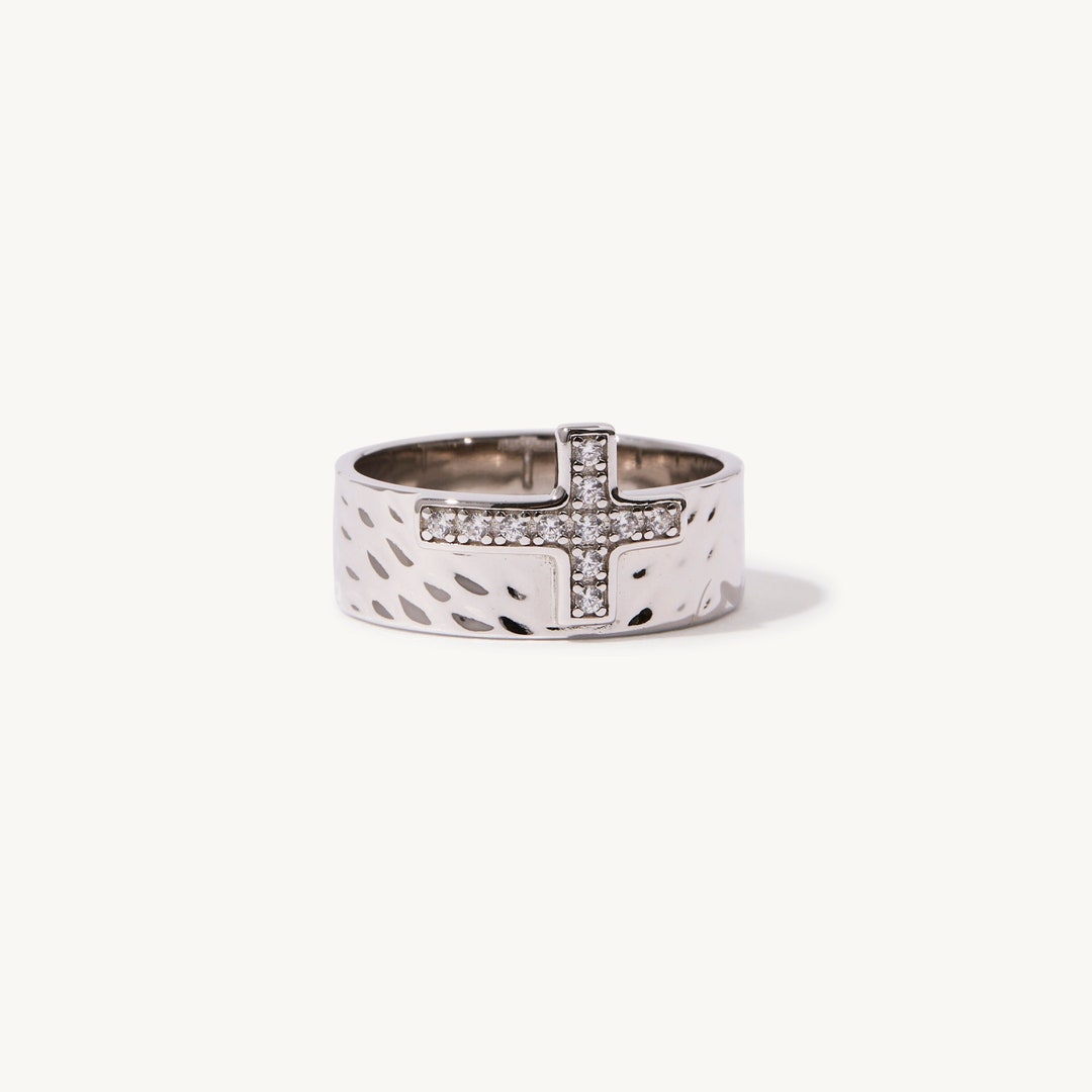 Celestina Cross Faith Ring, Handmade, 925 Sterling Silver, Christian ...