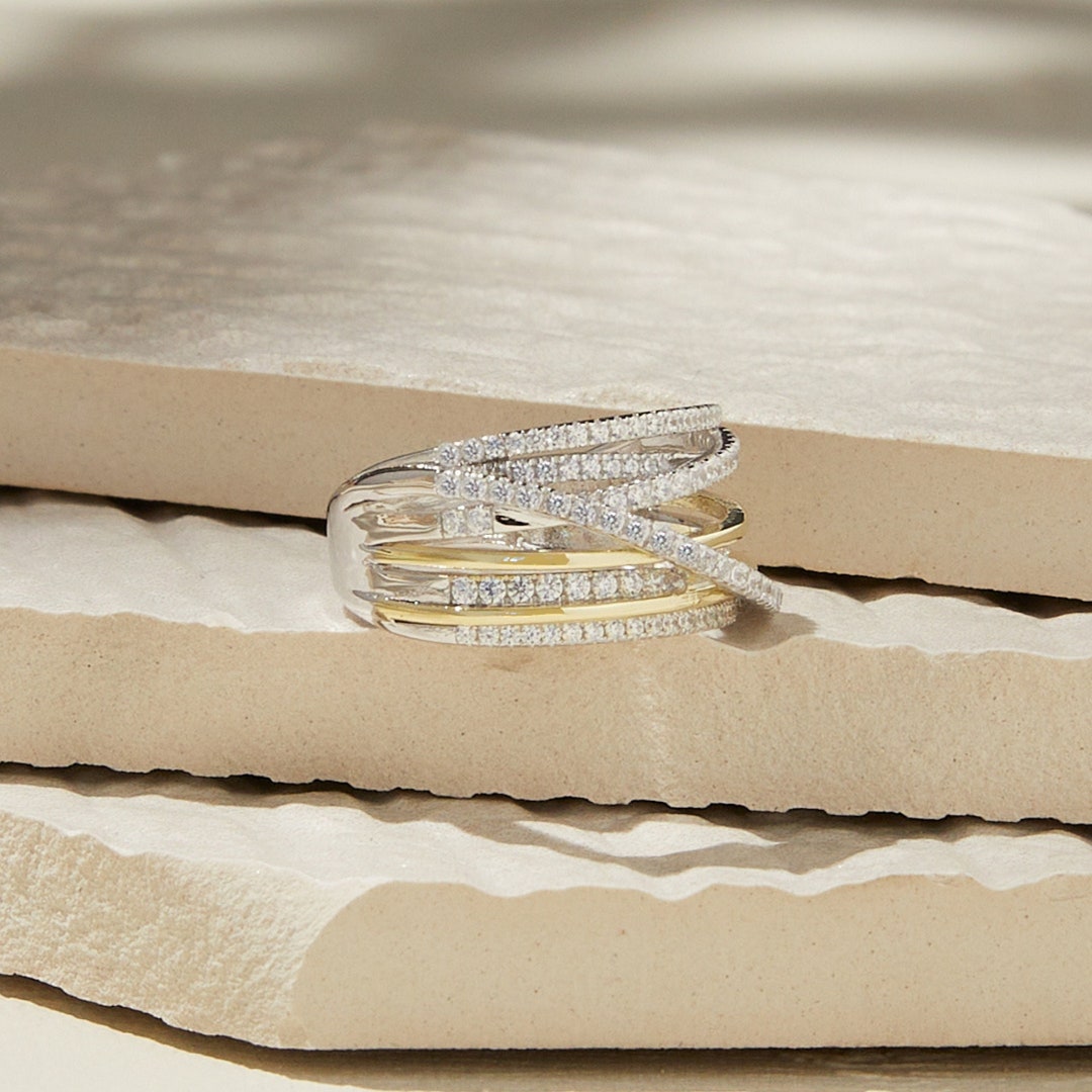 Handmade 925 Sterling Silver and 14K Yellow Gold Mixed Metal Highway ...