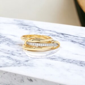 Bellanca Diamond Connected Stacker Gold Linked Spinner Ring, Handmade ...