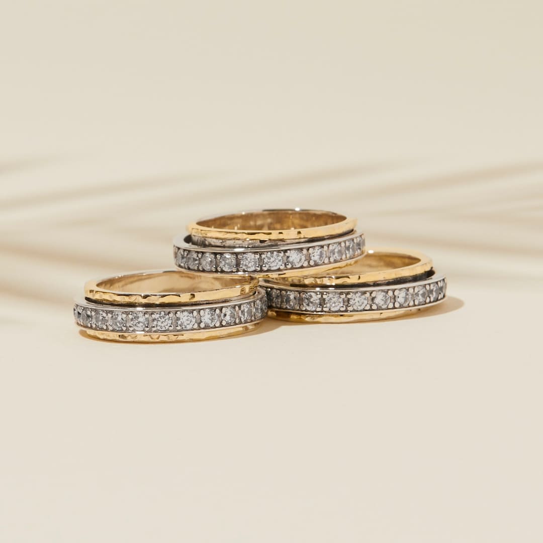 Anxiety Spinner Ring Handmade 925 Sterling Silver and 14K Gold Handmade ...