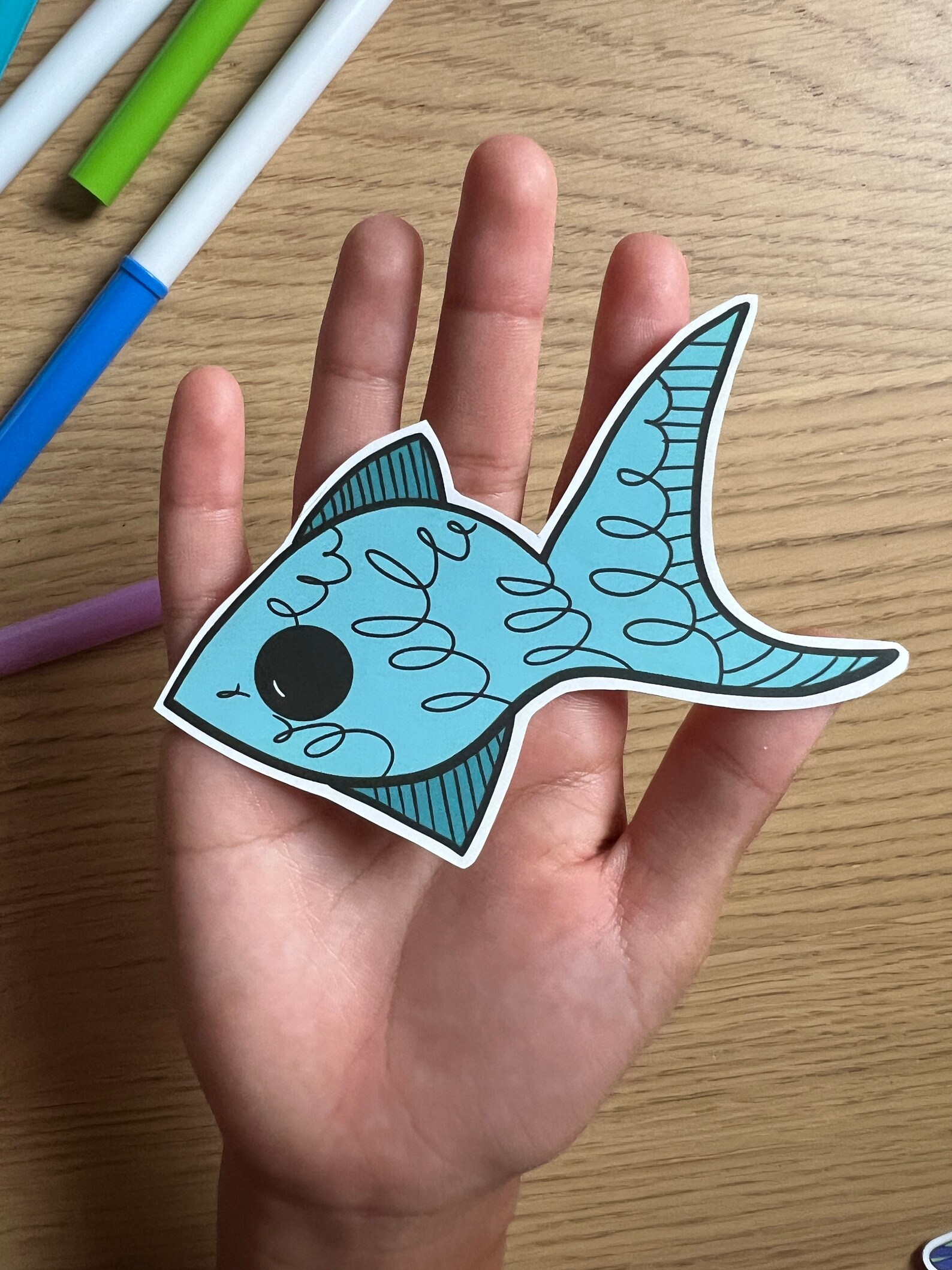 Cute Blue Fish Vinyl Sticker - Aka "paris"| Ocean Stickers | Fish Vinyl ...
