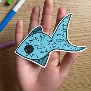Cute Blue Fish Vinyl Sticker - Aka "paris"| Ocean Stickers | Fish Vinyl ...