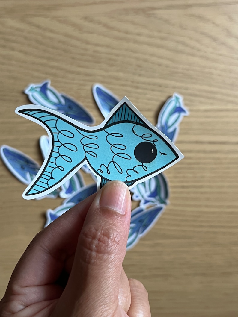 Cute Blue Fish Vinyl Sticker - Aka "paris"| Ocean Stickers | Fish Vinyl ...