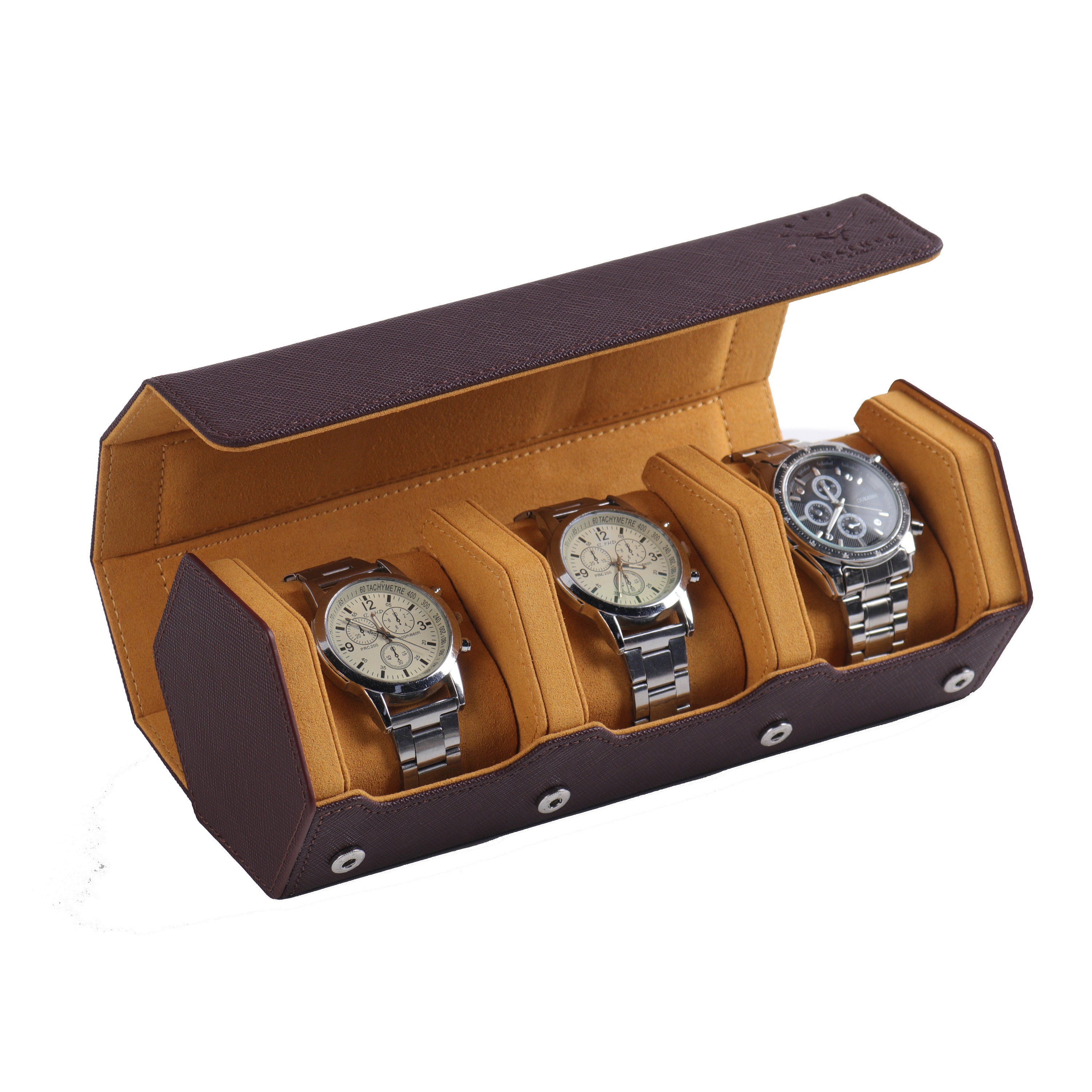 Luxury Leather Watch Roll Burgundy Travel Watch Roll Saffiano Leather ...