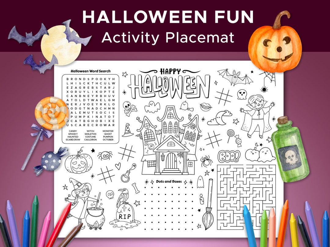 Halloween Themed Activity Sheet, Halloween Coloring Sheet, Halloween ...