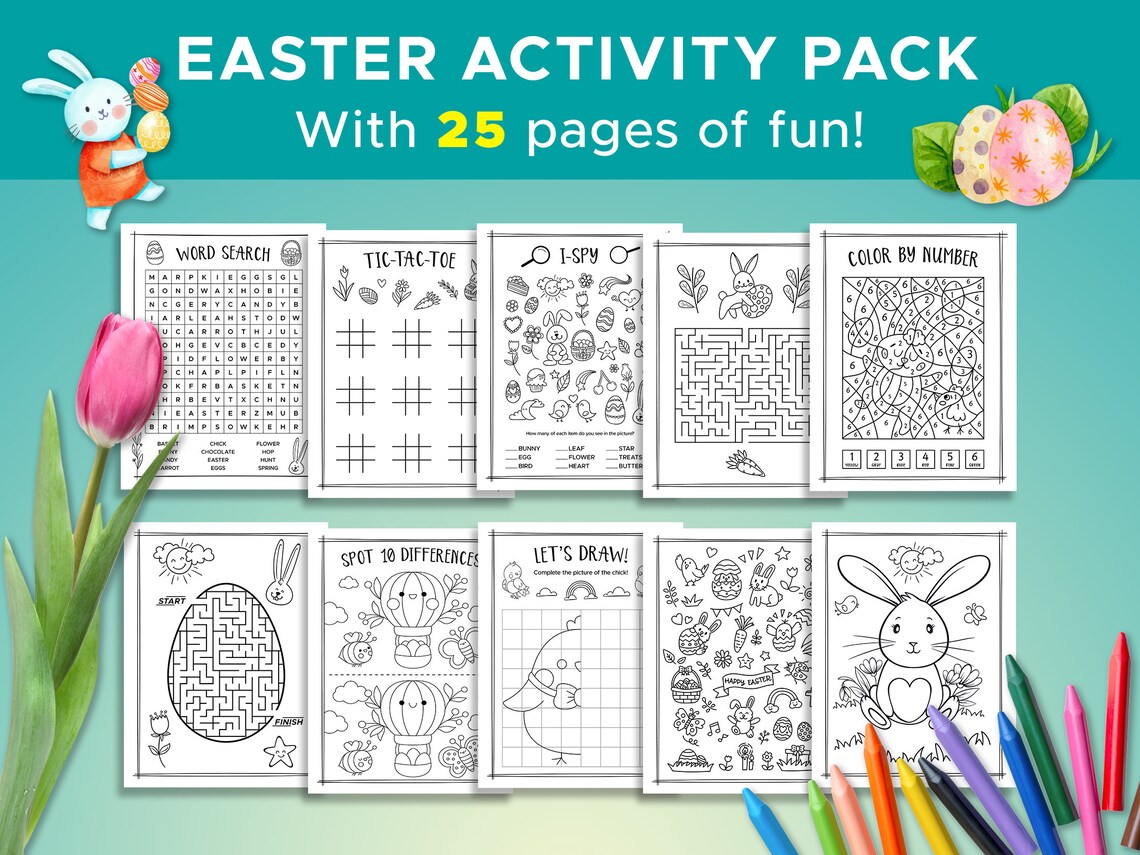 Easter Activity Sheets, 25 Pages, Printable, Easter Kids Activities ...