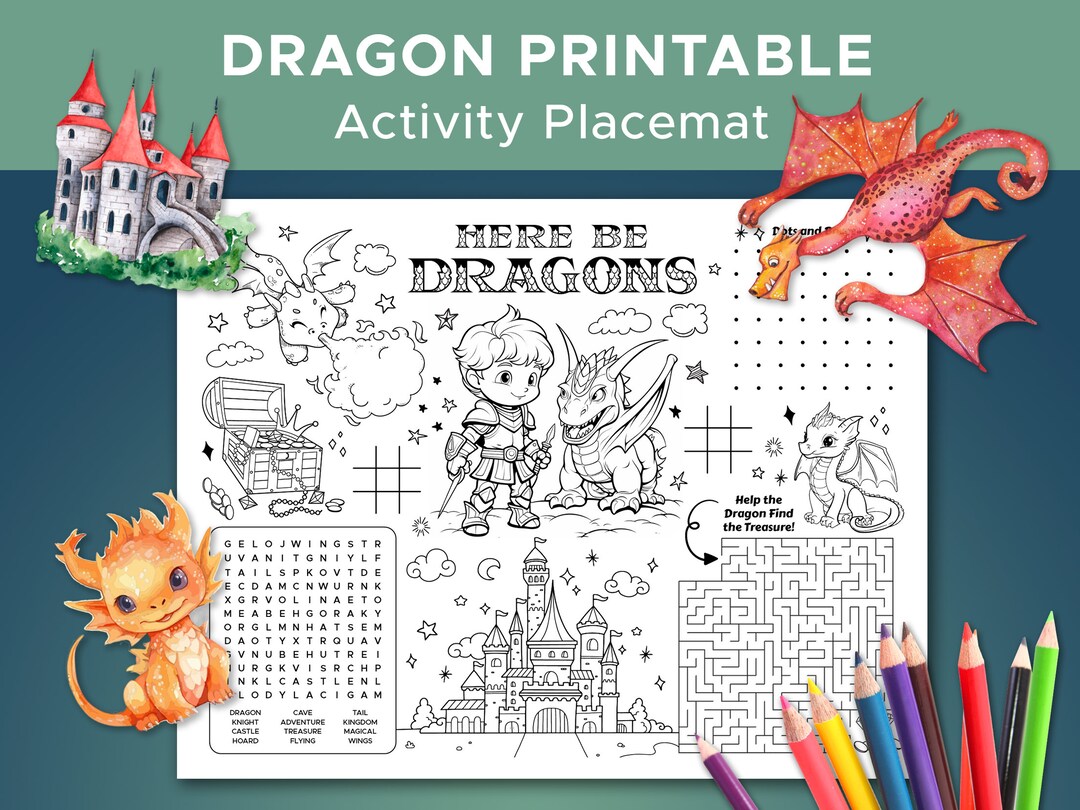 Dragon Themed Activity Sheet, Dragon Coloring Sheet, Dragon Party ...