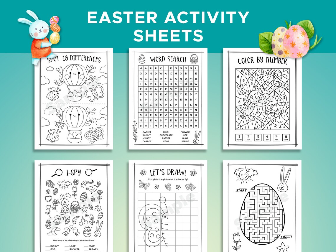 Easter Activity Sheets, 25 Pages, Printable, Easter Kids Activities ...