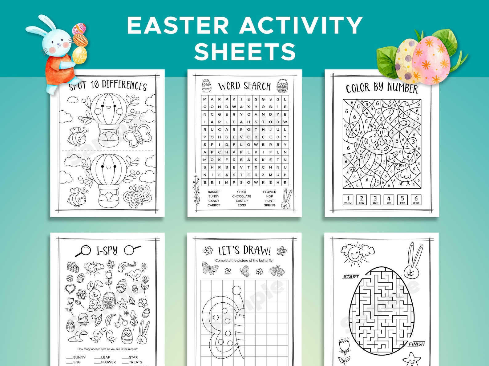 Easter Activity Sheets, 25 Pages, Printable, Easter Kids Activities ...