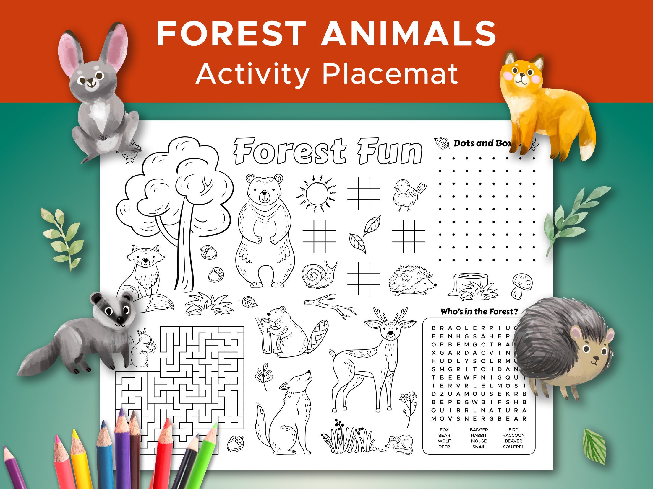 Forest Animals Themed Activity Sheet, Forest Animals Coloring Sheet ...