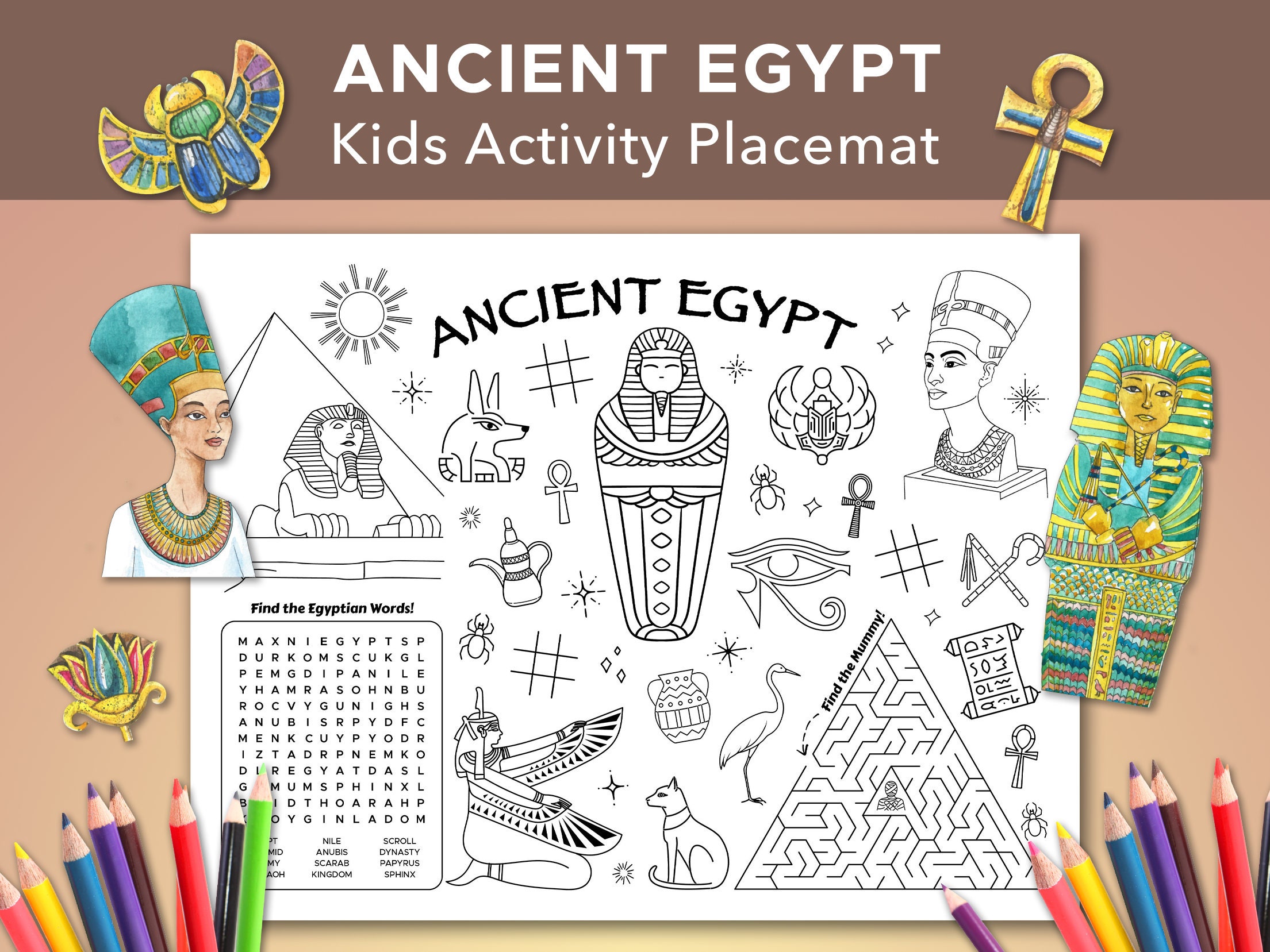 Ancient Egypt Themed Activity Sheet, Egypt Coloring Sheet, Ancient ...