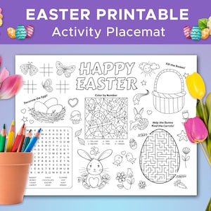 Easter Activity Placemat, Easter Printable, Printable Activity, Kids ...