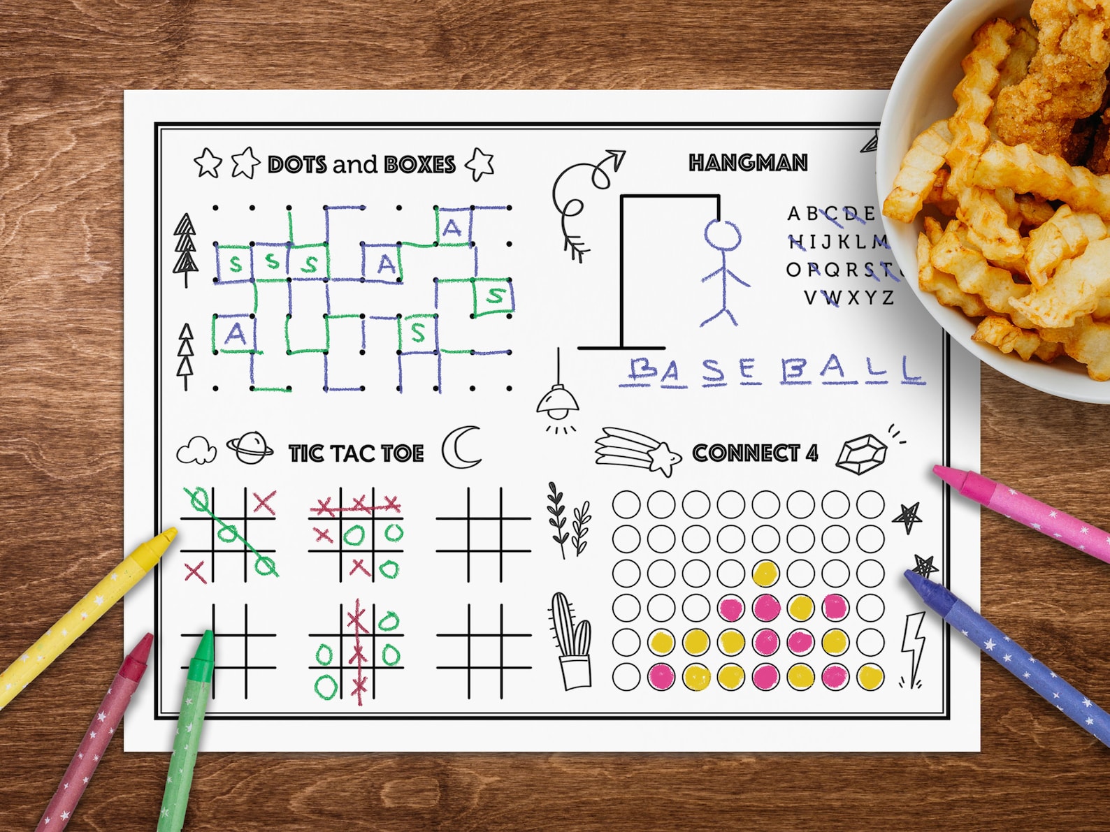 Kids Activity Sheet Placemat, Good for Restaurants, Weddings, Parties ...