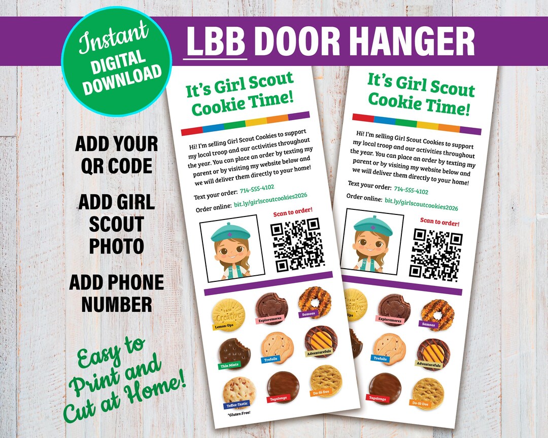 Editable Girl Scout Cookie Door Hanger—lbb Bakers, Printable 8.5 X 11 ...